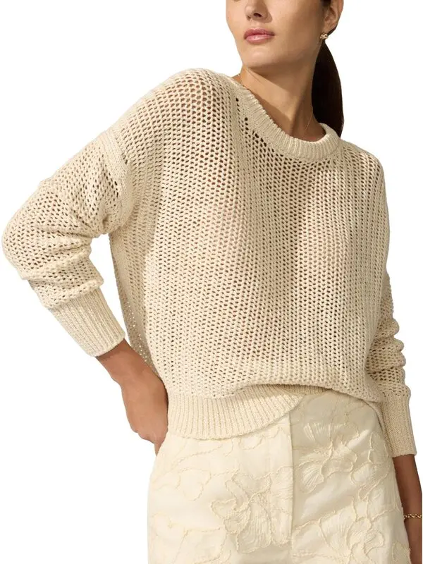 Brochu Walker The Everyday Pointelle Bright Crew - Ecru