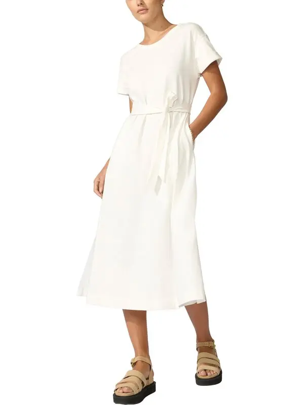 Brochu Walker The Marah Midi Dress With Belted Waist - Ivory