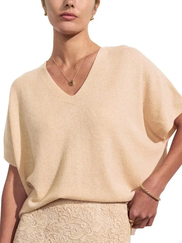 Brochu Walker The Ophi Cashmere Vee - Buff