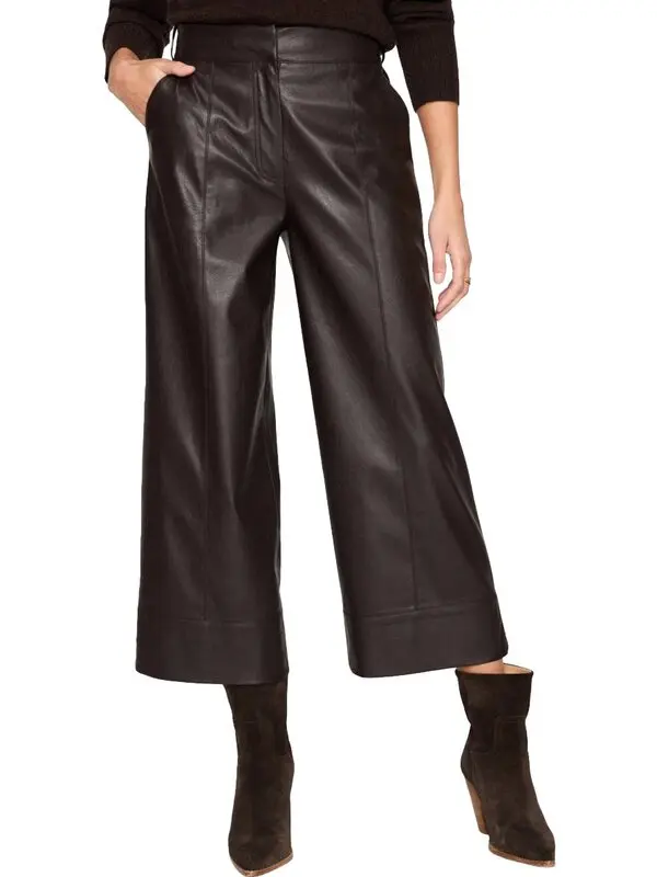 Brochu Walker The Odele Cropped Wide Leg Pant In Vegan Leather - Timber