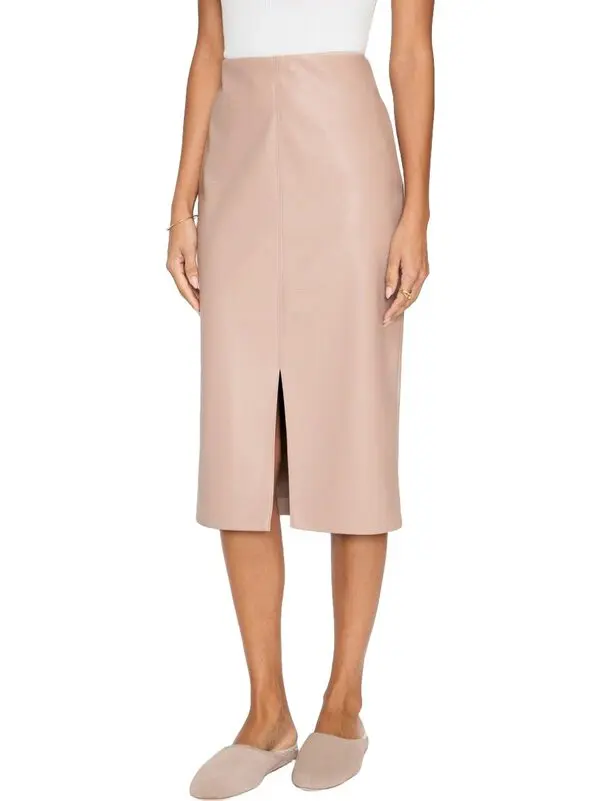 Brochu Walker Esme Vegan Leather Pencil Skirt - Fawn