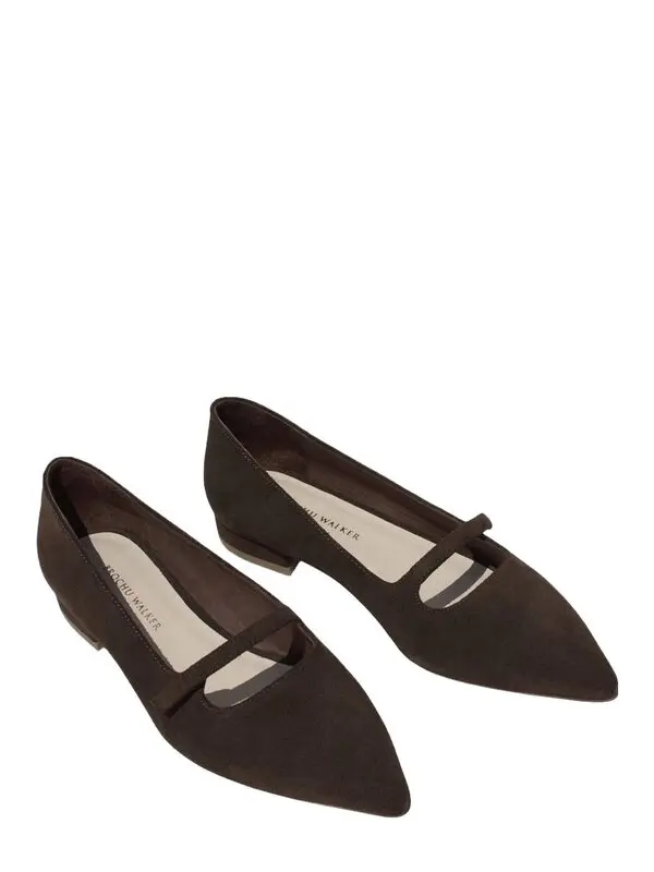Brochu Walker Roma Suede Mary Jane Flats - Coffee