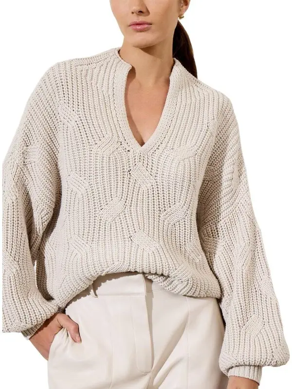 Brochu Walker Grayson Cable Pullover - Silver Grey