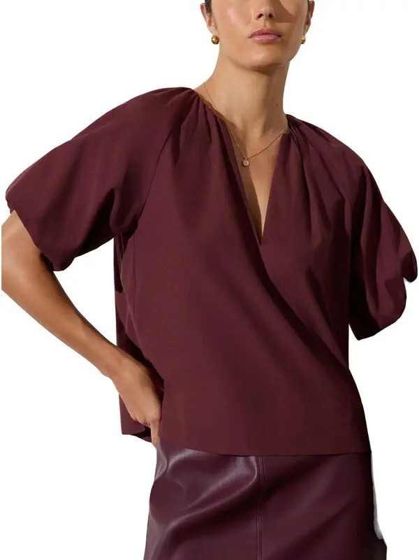 Brochu Walker The Hattie Top With Puff Sleeves - Barolo