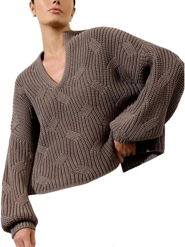 Brochu Walker Grayson Cable Pullover - Brume
