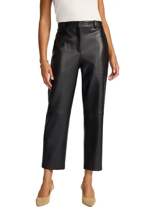 Brochu Walker Vegan Leather Tapered Ankle Pants - Black Onyx