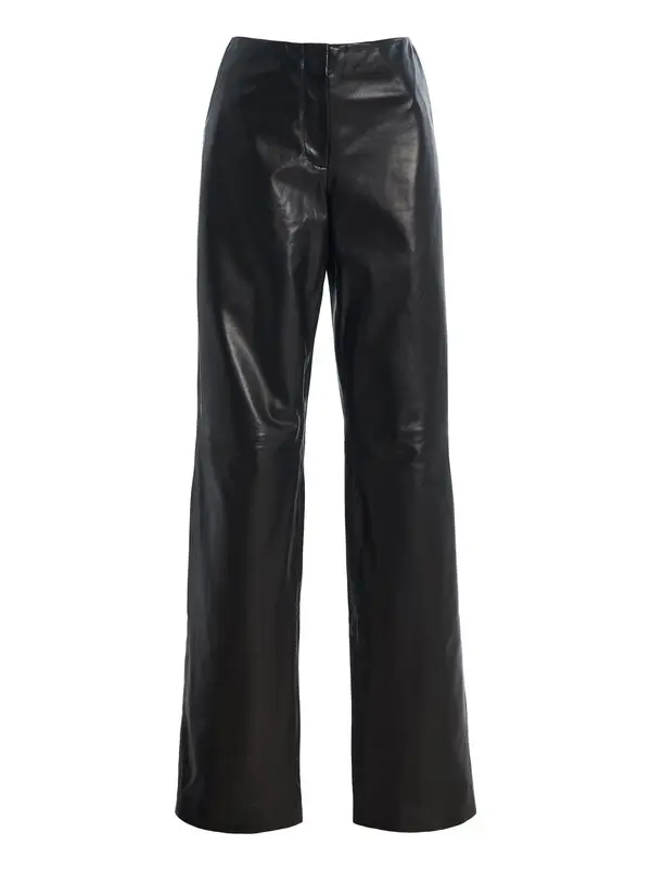 TOTEME Leather Straight-leg Pants - Black