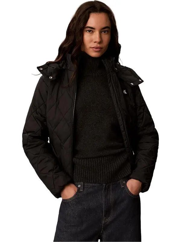 Calvin Klein Quilted Hooded Puffer Jacket - Black