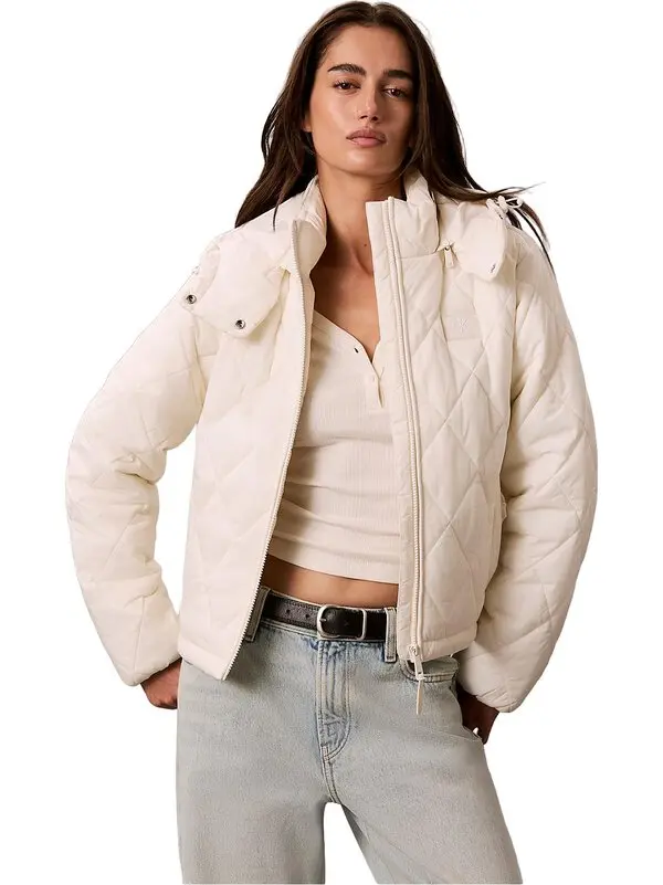 Calvin Klein Quilted Hooded Puffer Jacket - Tofu