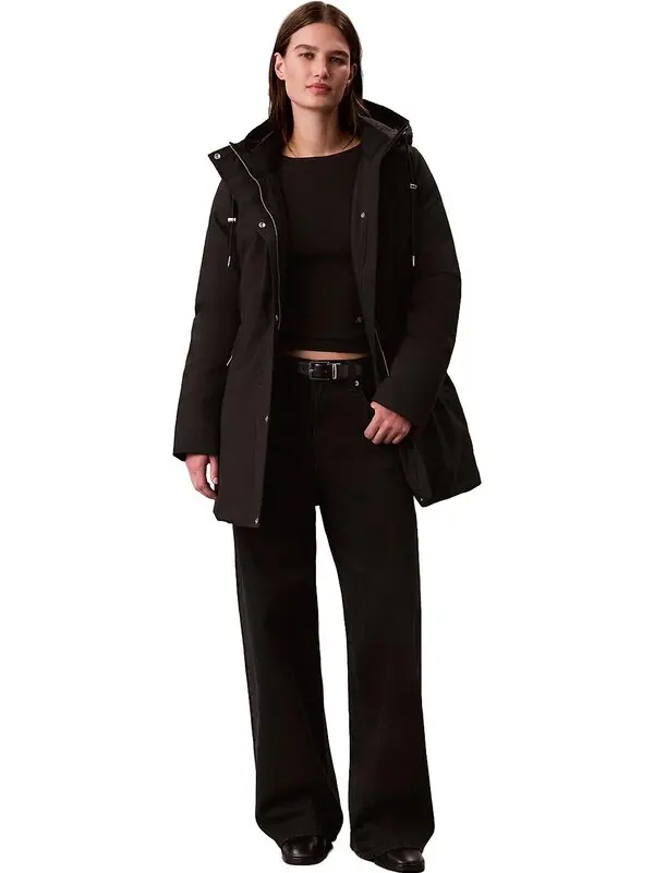 Calvin Klein Lightweight Mid-length Parka Jacket - Black