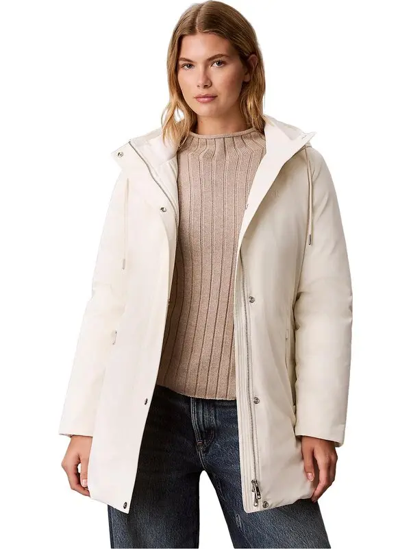 Calvin Klein Lightweight Mid-length Parka Jacket - Tofu