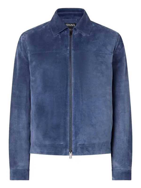 Zegna Suede Blouson Jacket - Blue