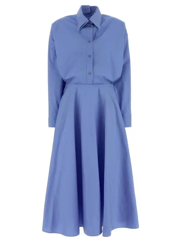 Balenciaga Cotton Midi Shirt Dress - Sky Blue