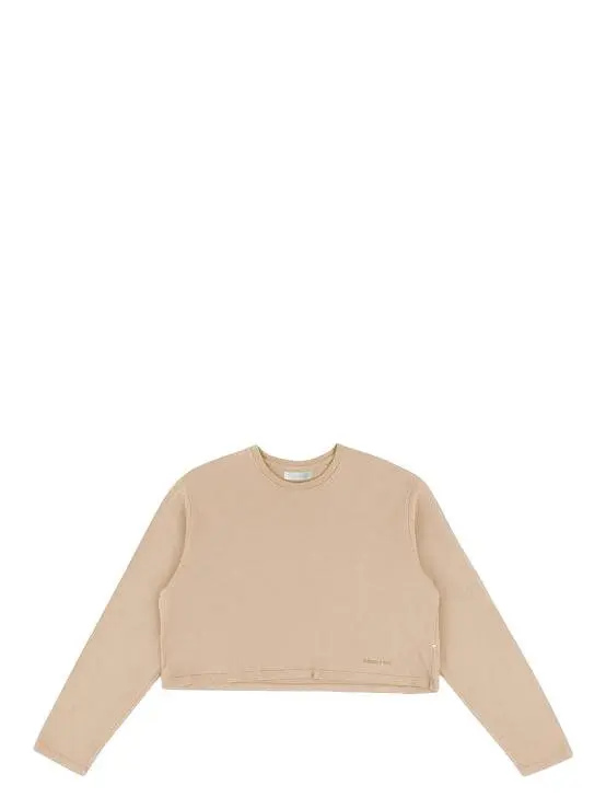 Friend + Folk Banks Long Sleeve Cropped T-shirt - Sesame