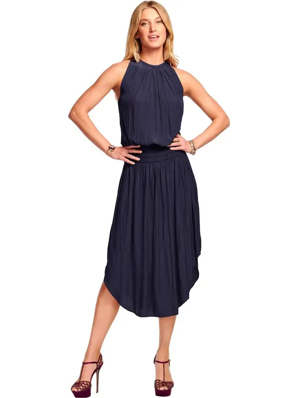 Ramy Brook Audrey Smocked Midi Dress - Navy
