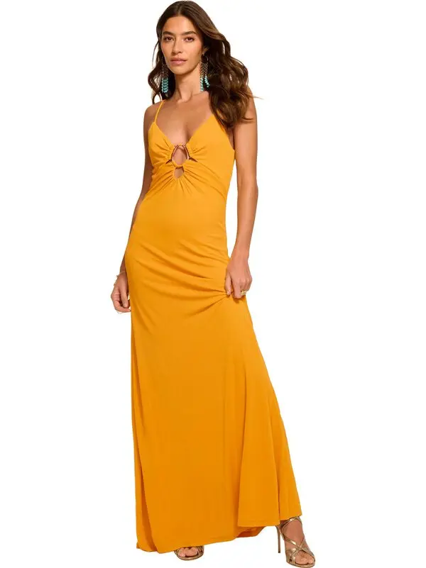 Ramy Brook Chrissy Jersey Cutout Gown - Marigold