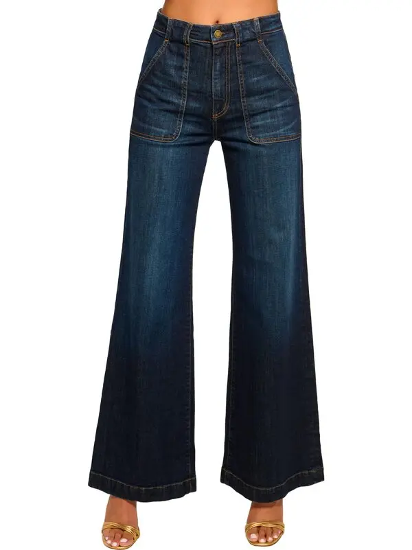 Ramy Brook Theodora High-rise Wide Leg Jeans - Dark Rinse