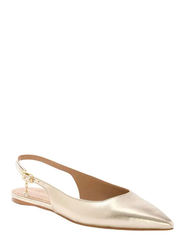 Ramy Brook Ereka Pointed Toe Slingback Flat With Crystal Charm - Champagne