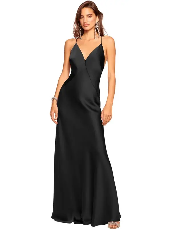 Ramy Brook Caspe V-neck Gown - Black