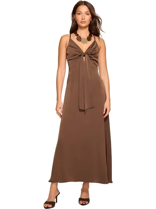 Ramy Brook Mckenzie Tie Front Midi Dress - Sepia