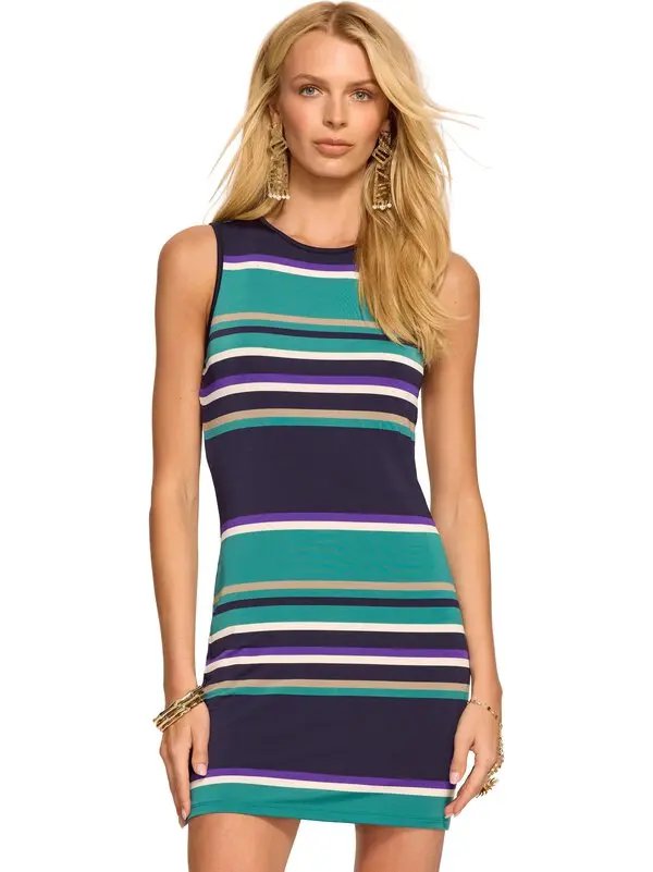 Ramy Brook Flora Striped Knit Mini Dress - Jade Stripe