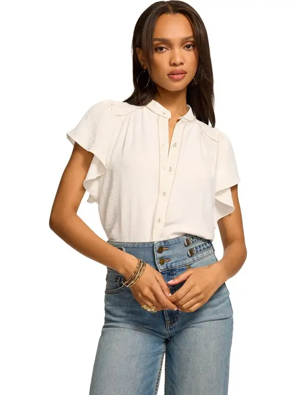 Ramy Brook Aurora Flutter Sleeve Top - Ivory