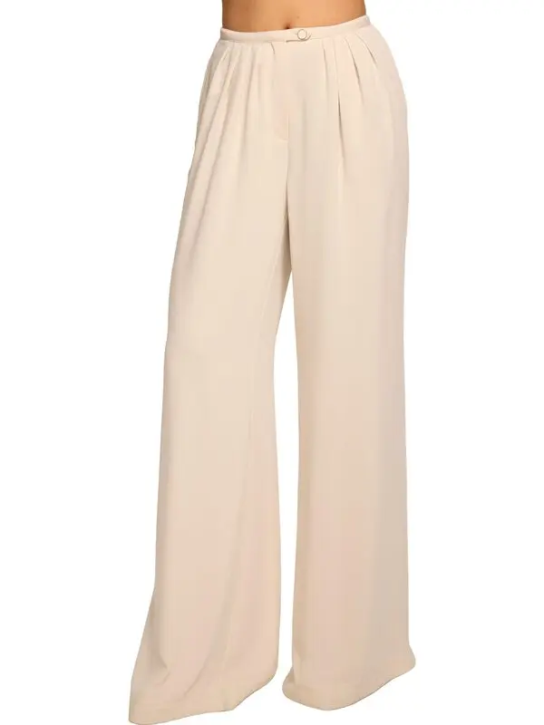 Ramy Brook Yasmine Wide Leg Pleated Trousers - Bone