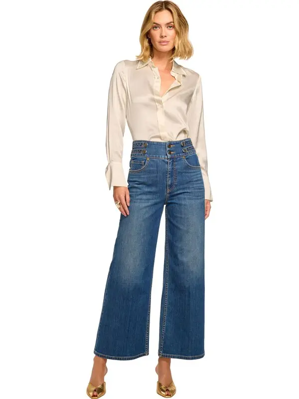Ramy Brook Liv Cropped Wide Leg Jean - Medium Wash
