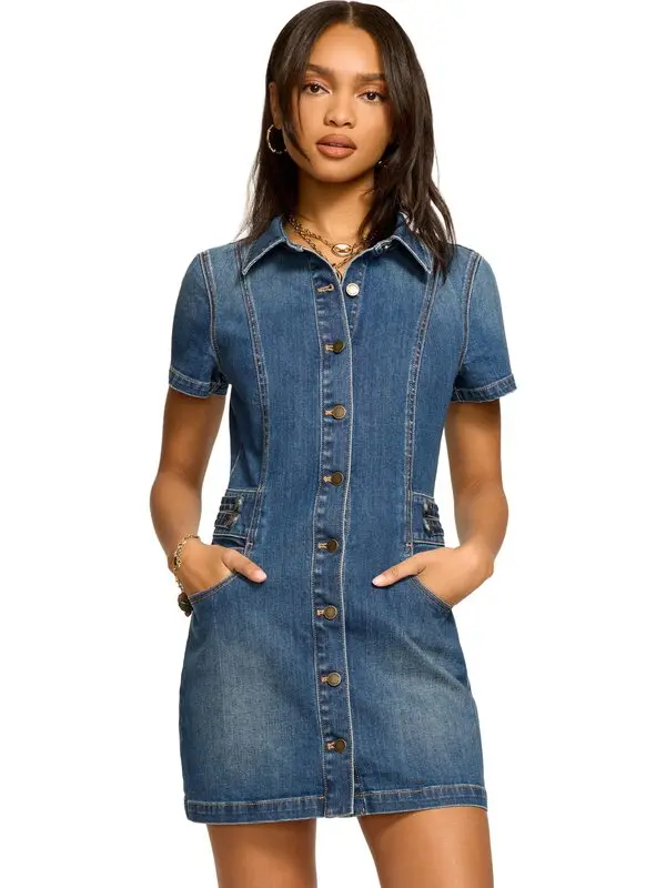 Ramy Brook Liv Button-down Denim Mini Dress - Medium Wash
