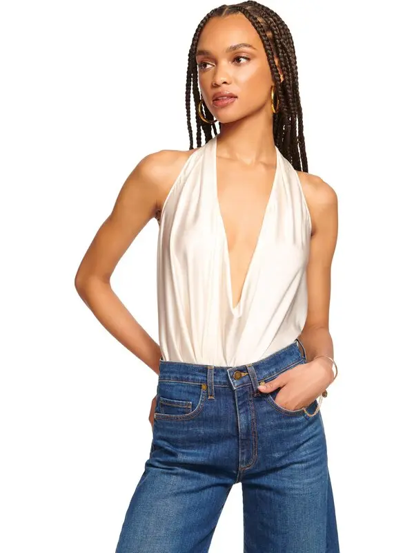 Ramy Brook Harriet Silk Halter Tank Top - Ivory