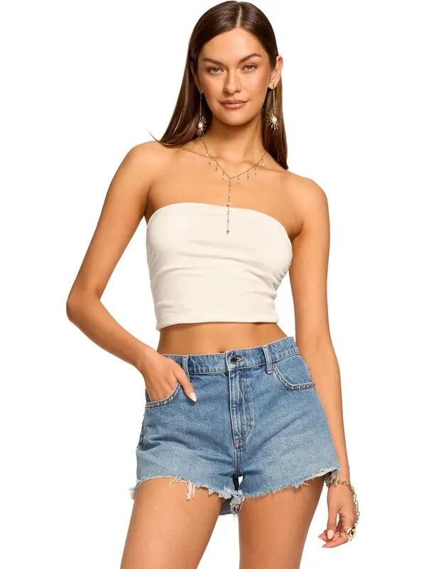 Ramy Brook Bria Studded Denim Shorts - Faded Blue