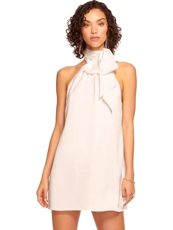 Ramy Brook Sam Halterneck Mini Dress With Bow Detail - Ivory
