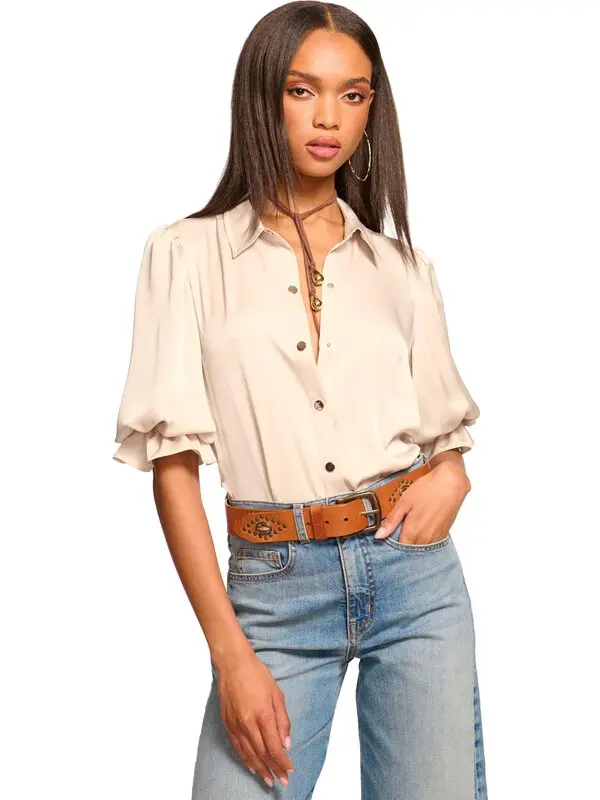 Ramy Brook Dina Button Down Bodysuit - Sandstone