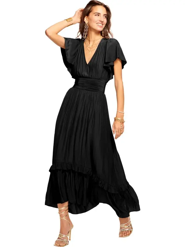 Ramy Brook Joanie Short Sleeve Maxi Dress - Black