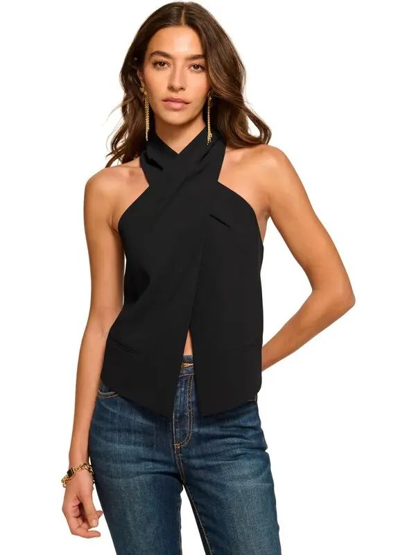 Ramy Brook Andie Tailored Halter Top - Black