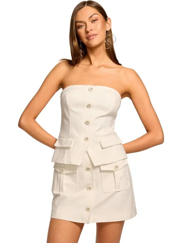 Ramy Brook Eva Cotton Tailored Strapless Top - Ivory
