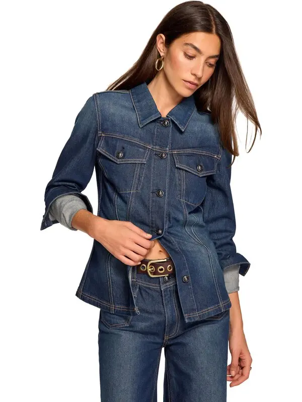 Ramy Brook Dani Fitted Denim Jacket - Dark Fade