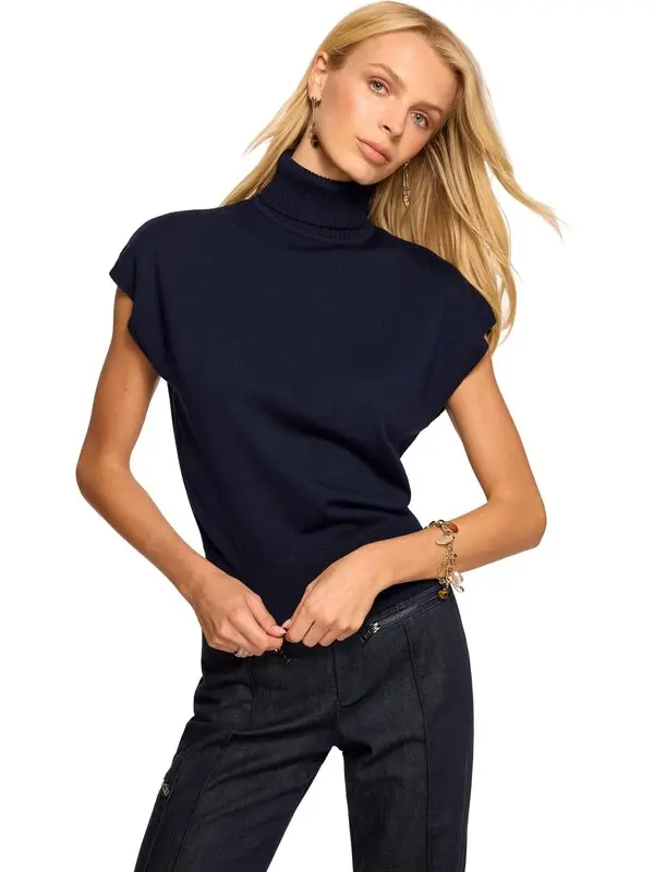 Ramy Brook Natalie Merino Turtleneck Sweater - Navy