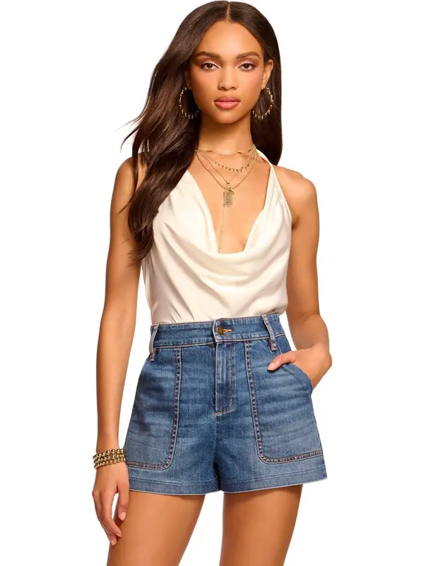 Ramy Brook Hilary High Waisted Denim Mini Shorts - Medium Wash