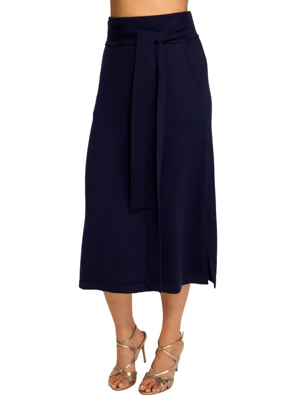Ramy Brook Abby Knit Midi Wrap Skirt - Navy