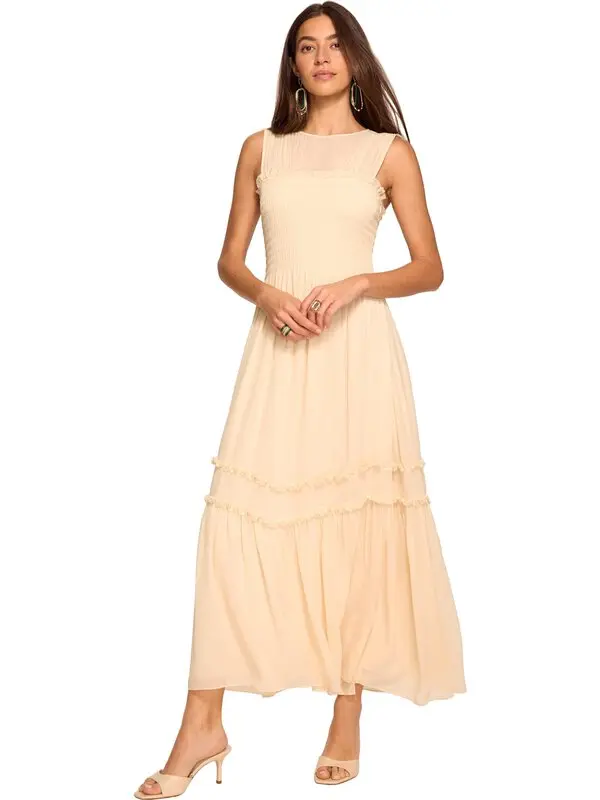 Ramy Brook Mila Smocked Midi Dress - Bone