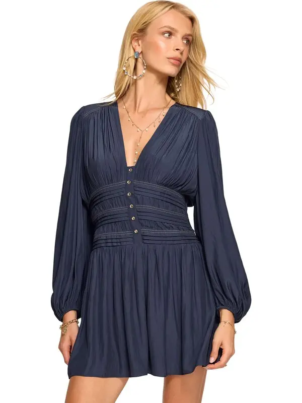 Ramy Brook Jules Long Sleeve Mini Dress - Navy