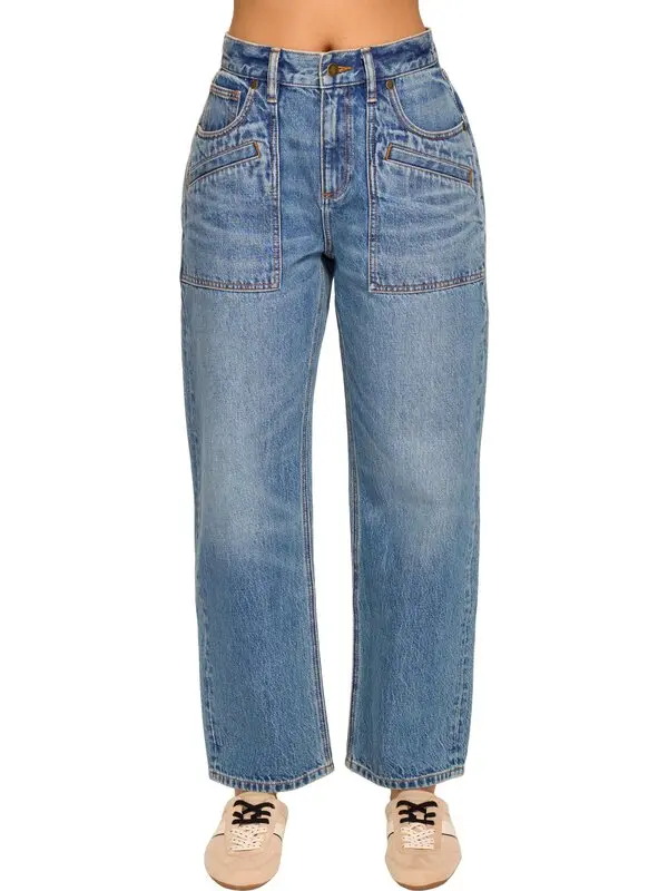 Ramy Brook Arlo Cropped Barrel Jean - Medium Azure