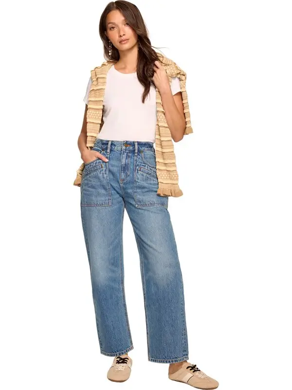 Ramy Brook Arlo Cropped Barrel Jean - Medium Azure