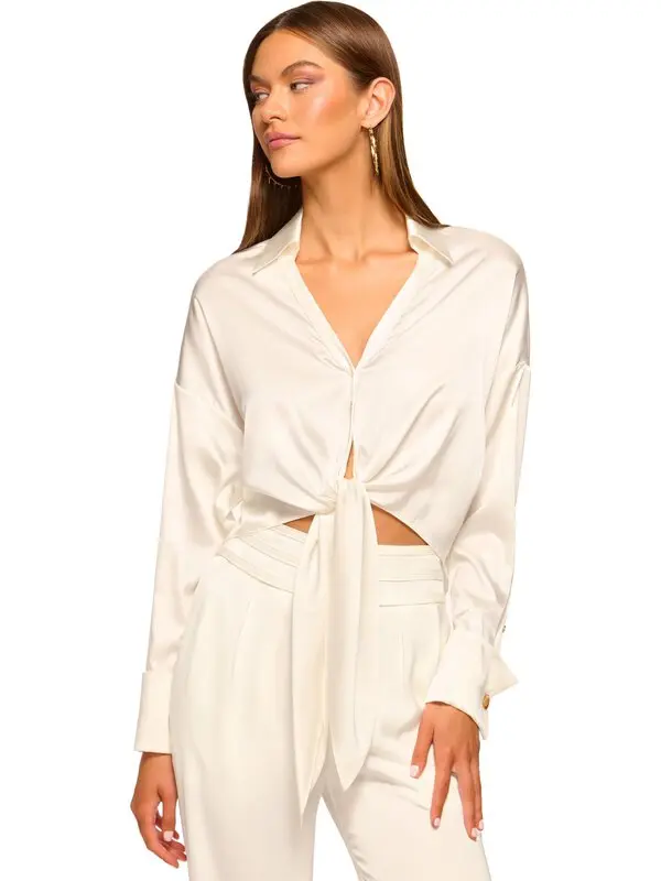 Ramy Brook Farrah Silk Tie-front Blouse - Ivory