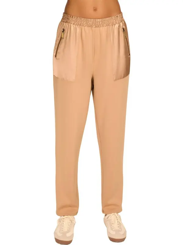 Ramy Brook Frances Satin Knit Jogger - Camel