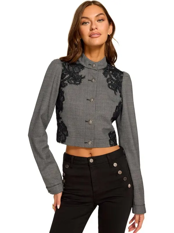 Ramy Brook Elsa Printed Lace Jacket - Black Combo