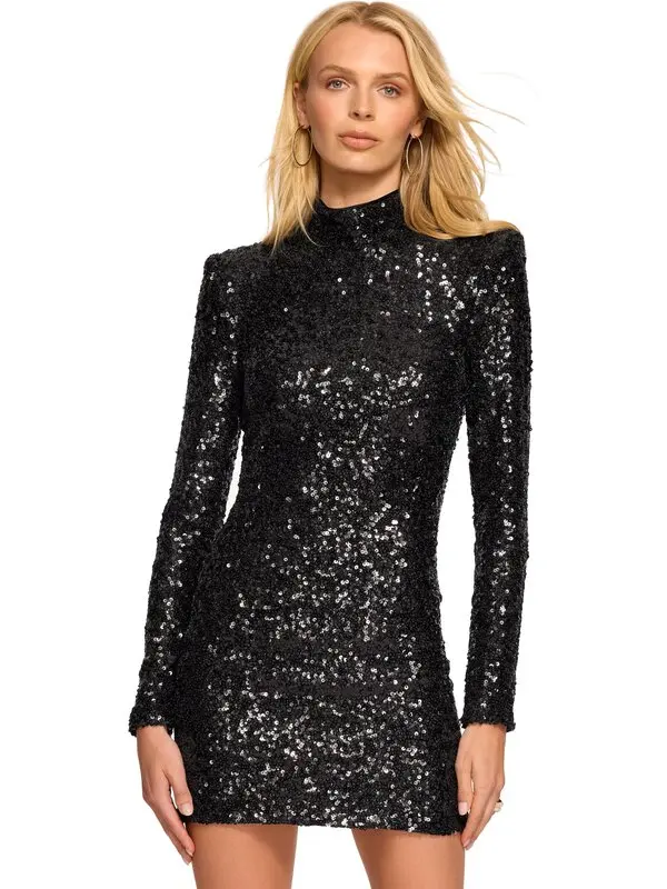 Ramy Brook Glory Sequin Mini Dress - Black Sequin
