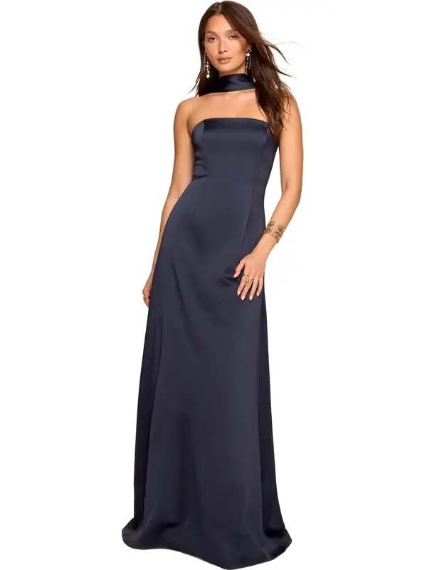 Ramy Brook Karma Strapless Gown - Navy
