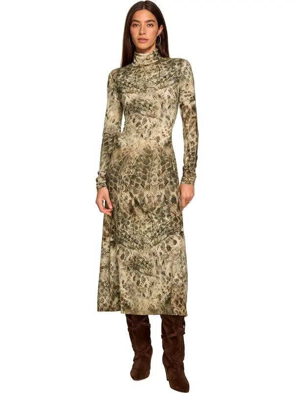 Ramy Brook Valerie Printed Stretch Knit Midi Dress - Bone Python
